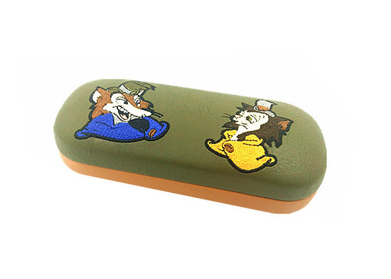 Fox Embroidery Covered Kids Eyeglass Case Clam Shell Style PU Kids Glasses Case supplier