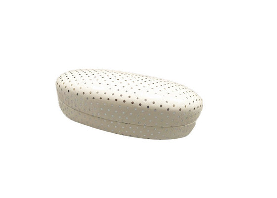 White PU Custom Sunglass Case With Silver Small Dot Hard Sunglasses Case supplier