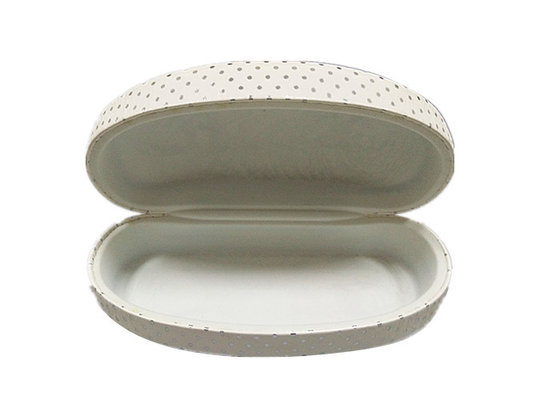 White PU Custom Sunglass Case With Silver Small Dot Hard Sunglasses Case supplier