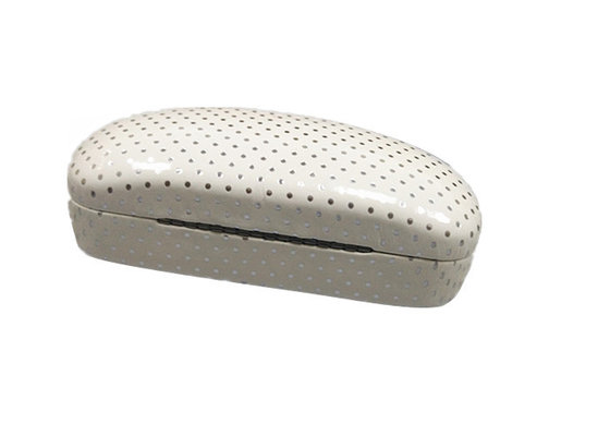 White PU Custom Sunglass Case With Silver Small Dot Hard Sunglasses Case supplier