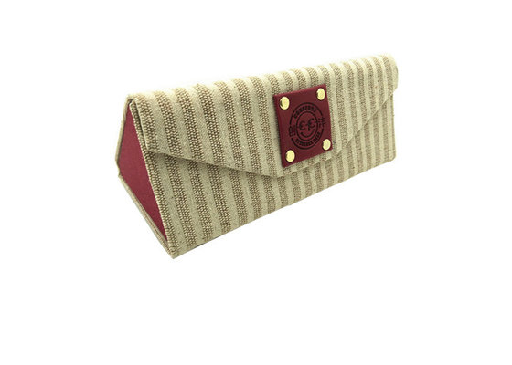 Striped Linen collapsible Eyeglass Case Triangle Eyewear Case Box supplier