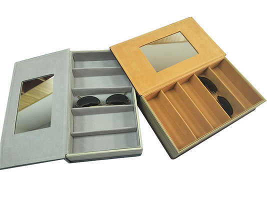 5 Pieces Eyeglass Display Box Grey And Brown PU Leather , Wood , Velvet supplier