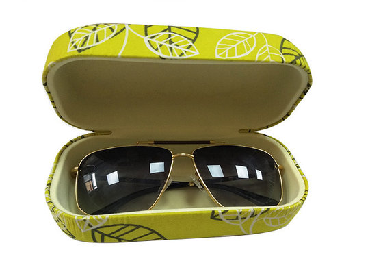 Yellow Hard Custom Leaf Fabric Sunglass Case Large Size Fashionable supplier