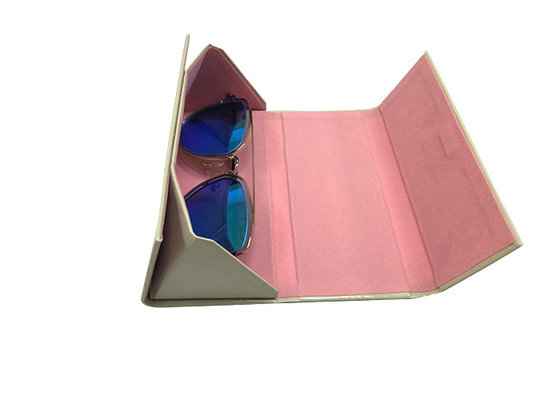 Bright Leather Foldable Sunglasses Case / Portable Hard Eyeglass Case supplier
