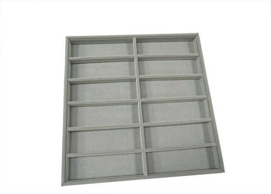 Soft Velvet Gray 12  Grids Of Eyeglasses And Sunglasses Display Tray Case supplier