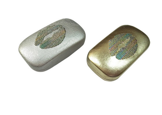 Embroidery Lip Contact lens Case Holder Leather Contact lens  Case With Mirror Collection supplier