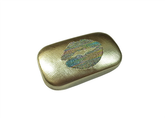 Embroidery Lip Contact lens Case Holder Leather Contact lens  Case With Mirror Collection supplier
