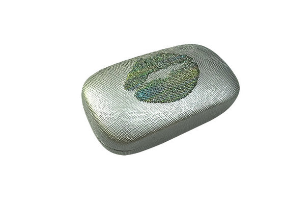 Embroidery Lip Contact lens Case Holder Leather Contact lens  Case With Mirror Collection supplier