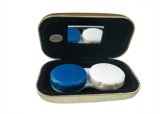 Embroidery Lip Contact lens Case Holder Leather Contact lens  Case With Mirror Collection supplier