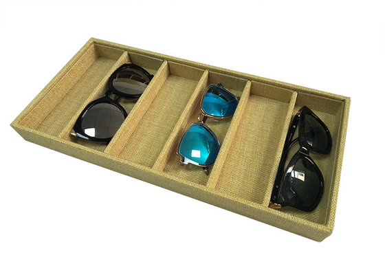 Fabric Wood 6 Pairs of Sunglasses Display Storage Case Small Eyeglasses Tray supplier