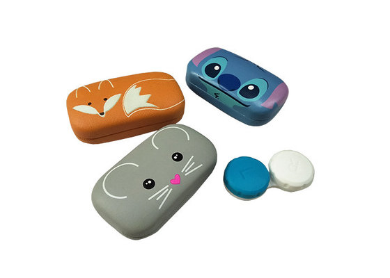 Leather Cute Portable Contact Lenses Case with stylish holder & mirror | various colors | hard case supplier