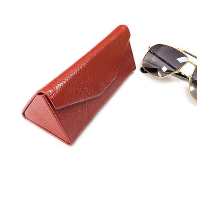 Triangle Custom leather eyeglasses case Folding Eyewear sunglasses case supplier