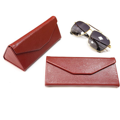 Triangle Custom leather eyeglasses case Folding Eyewear sunglasses case supplier