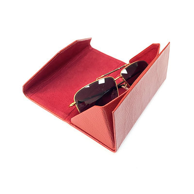Triangle Custom leather eyeglasses case Folding Eyewear sunglasses case supplier