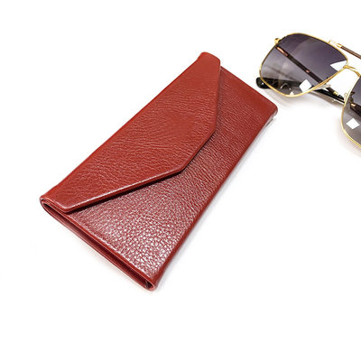 Triangle Custom leather eyeglasses case Folding Eyewear sunglasses case supplier