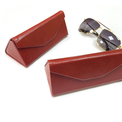 Triangle Custom leather eyeglasses case Folding Eyewear sunglasses case supplier