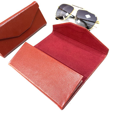 Triangle Custom leather eyeglasses case Folding Eyewear sunglasses case supplier