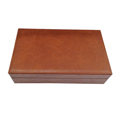 Leather 6 Slot Wooden Lid Spectacles Sunglasses Storage Display Box With Mirror supplier