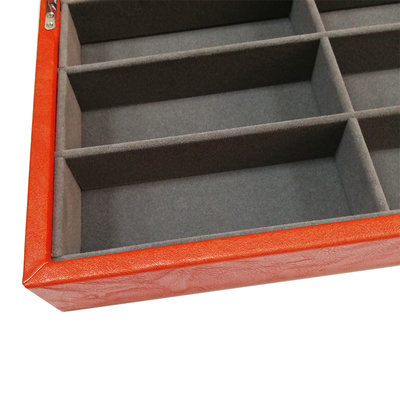 Leather 6 Slot Wooden Lid Spectacles Sunglasses Storage Display Box With Mirror supplier