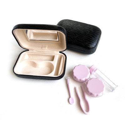 Special PU leather lens case portable travel contact lens case supplier