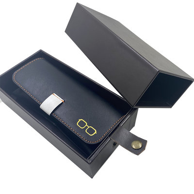 Hard cardboard Custom PU box , PU drawer eyeglasses box supplier