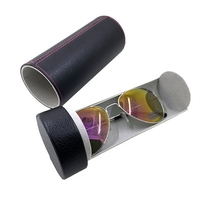 PU cylinder custom glasses case new advanced handmade glasses box supplier