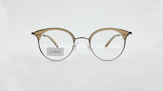 China Round Optical Eyewear Non-prescription Eyeglasses metal acetate Frame Vintage Eyeglasses Clear Lens for Women and Men supplier