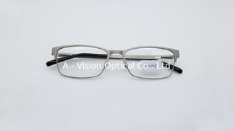 China Men's Daily business reading glasses matte silver color optical frame light weight durable titanium eyewear supplier