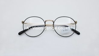 China Two tone black gold eyeglasses vintage round titanium frame for Women Men clear lens anti blue eyeglasses supplier