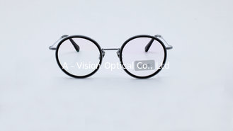 China New designer idea double full rim eyeglasses titanium two tone colors fashion retro round glasses for Women Men reading supplier