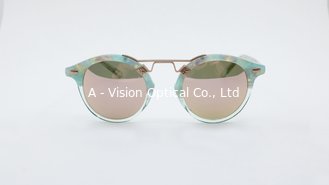 China Unisex modern Fashion accessories titanium bridge handmade acetate Sunglasses UV 400 100% Protection Mirrored lens supplier