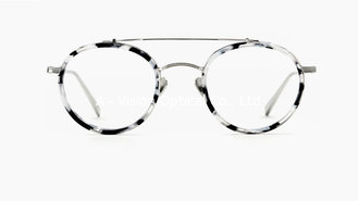 China Round retro style Optical Frame for Men Women Titanium Unisex Eyeglass Inlay Acetate rim combiantion Fashion Accessories supplier