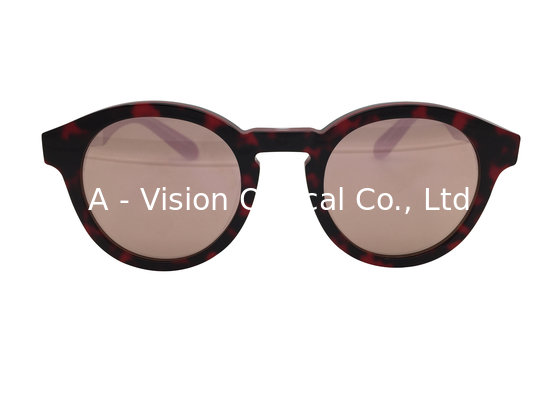Round fasion acetate plastic sunglasses for Women mirror lens UV protection 400 supplier