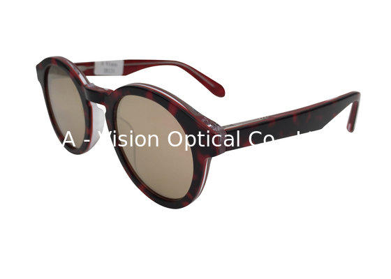 Round fasion acetate plastic sunglasses for Women mirror lens UV protection 400 supplier