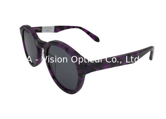 Round fasion acetate plastic sunglasses for Women mirror lens UV protection 400 supplier