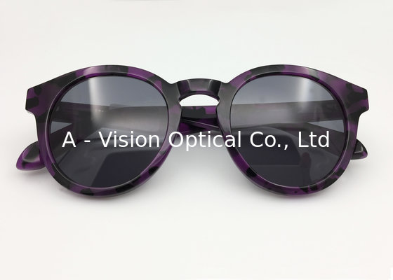 Round fasion acetate plastic sunglasses for Women mirror lens UV protection 400 supplier