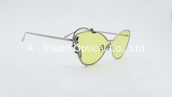 Fashion Cateye Sunglasses metal rims One Piece Style Shades Colorful lens UV 400 supplier