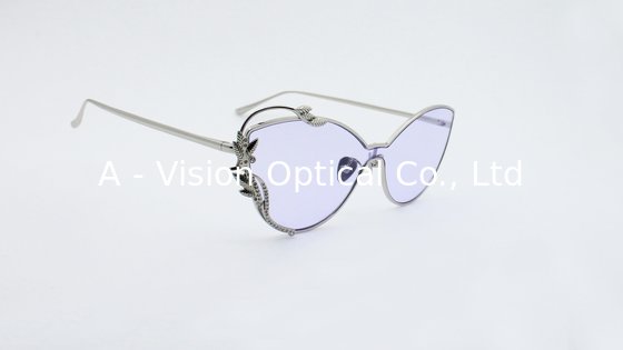 Fashion Cateye Sunglasses metal rims One Piece Style Shades Colorful lens UV 400 supplier