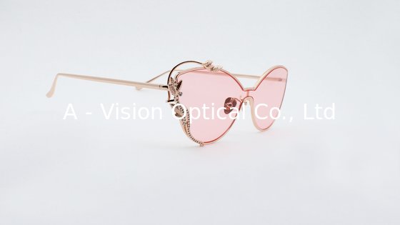 Fashion Cateye Sunglasses metal rims One Piece Style Shades Colorful lens UV 400 supplier