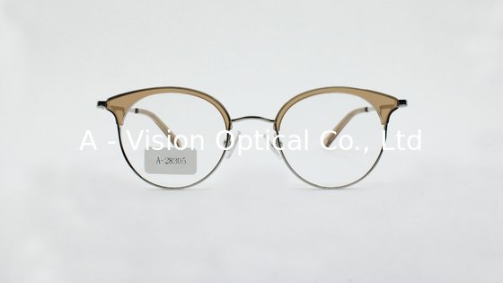 Round Optical Eyewear Non-prescription Eyeglasses metal acetate Frame Vintage Eyeglasses Clear Lens for Women and Men supplier