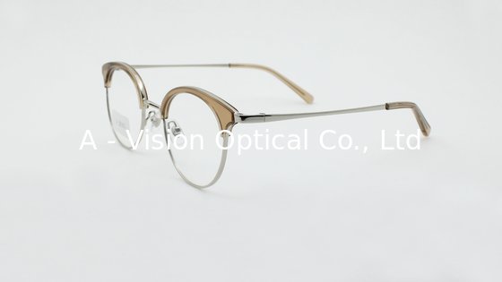 Round Optical Eyewear Non-prescription Eyeglasses metal acetate Frame Vintage Eyeglasses Clear Lens for Women and Men supplier