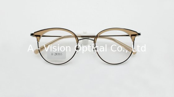 Round Optical Eyewear Non-prescription Eyeglasses metal acetate Frame Vintage Eyeglasses Clear Lens for Women and Men supplier