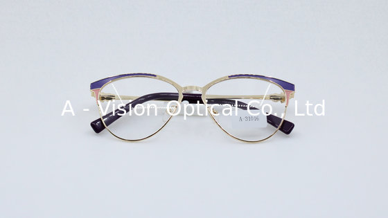 Metal non-prescription glass frame wit spring hinges splicing colors fashion eyewear for ladies women daily gift supplier
