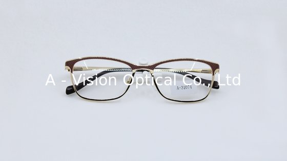 Women's daily computer reading glasses metal optical frame gold silver classic square eyeglass supplier