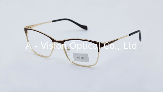 Women's daily computer reading glasses metal optical frame gold silver classic square eyeglass supplier