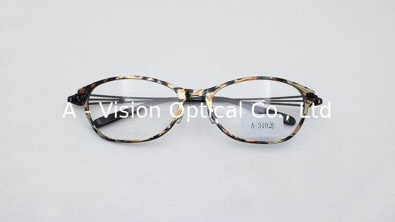 Vintage cateye optical frame pure titanium high end glasses olorful paper transfer reading glasses for Women Eyewear supplier