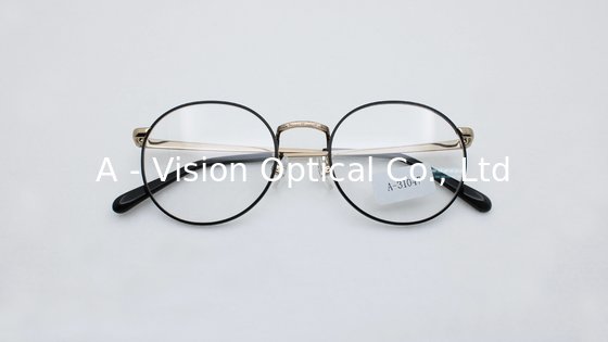 Two tone black gold eyeglasses vintage round titanium frame for Women Men clear lens anti blue eyeglasses supplier