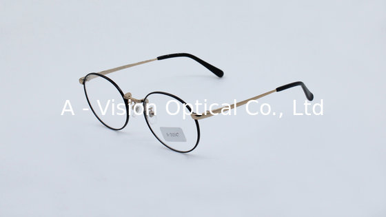 Two tone black gold eyeglasses vintage round titanium frame for Women Men clear lens anti blue eyeglasses supplier