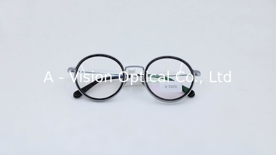 New designer idea double full rim eyeglasses titanium two tone colors fashion retro round glasses for Women Men reading supplier