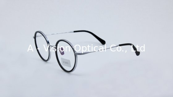 New designer idea double full rim eyeglasses titanium two tone colors fashion retro round glasses for Women Men reading supplier